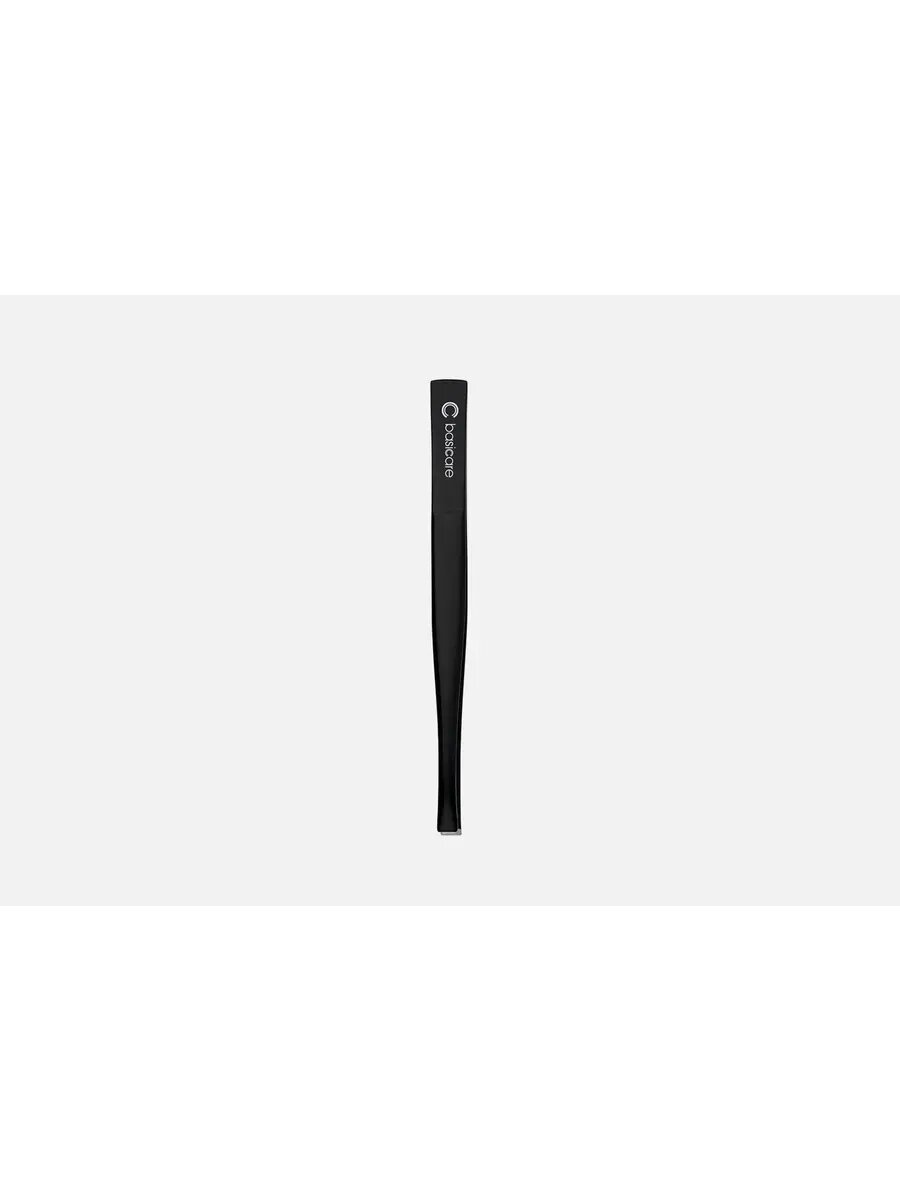 BASICARE MATT BLACK TWEEZERS -FLAT TIPS Пинцет чёрный
