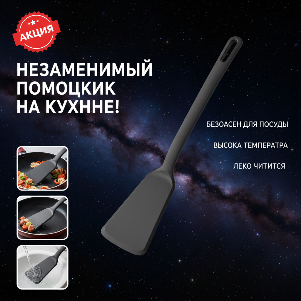 Лопатка кулинарная 31 см нейлоновая антипригарная 1 шт