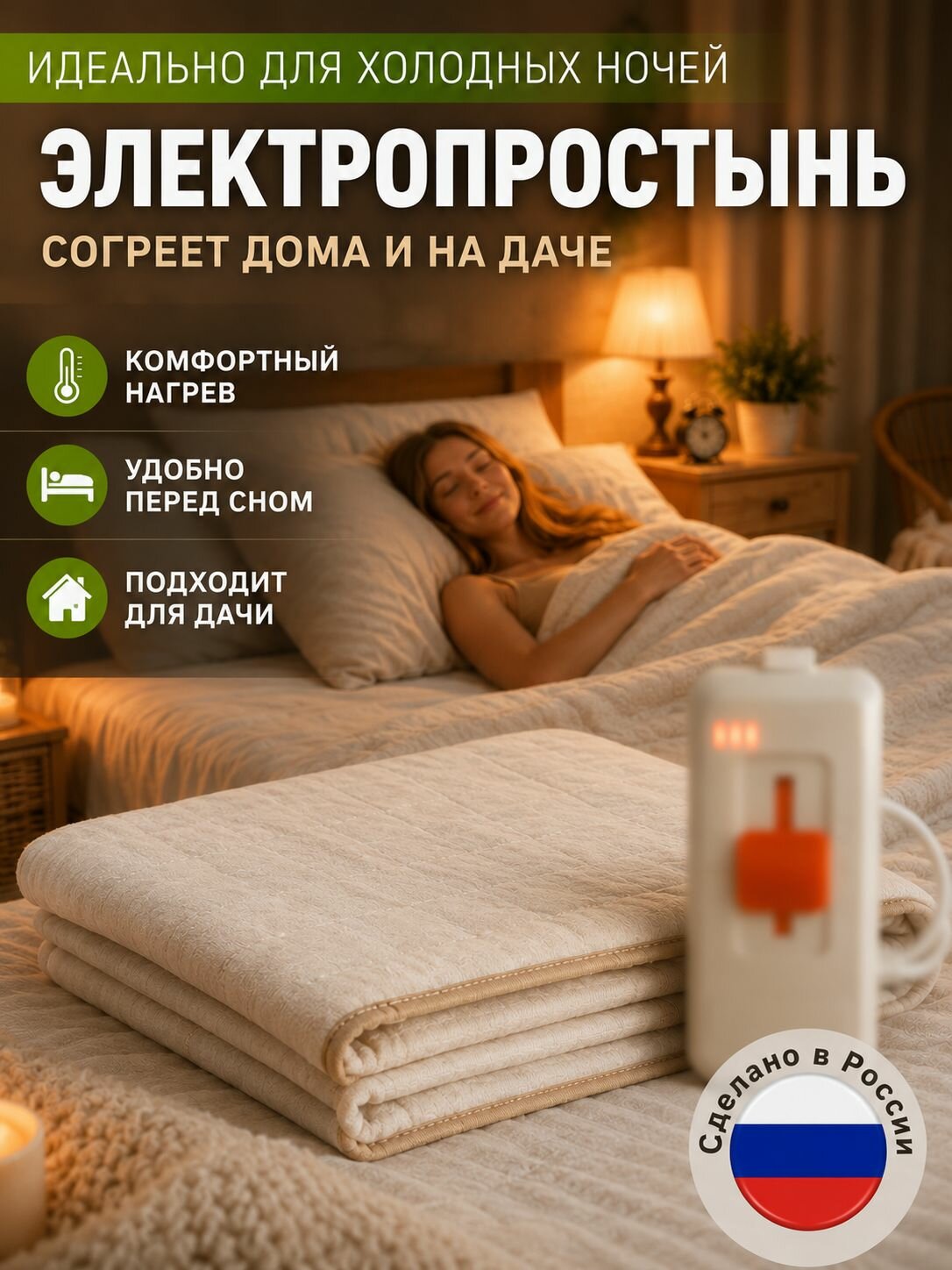 Электропростынь односпальная 150х90 Totmart Электрическая простынь с подогревом