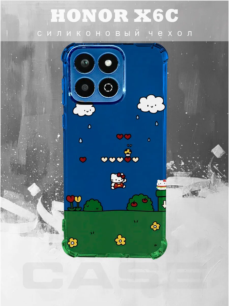 Чехол на HONOR X6C с принтом хелло китти