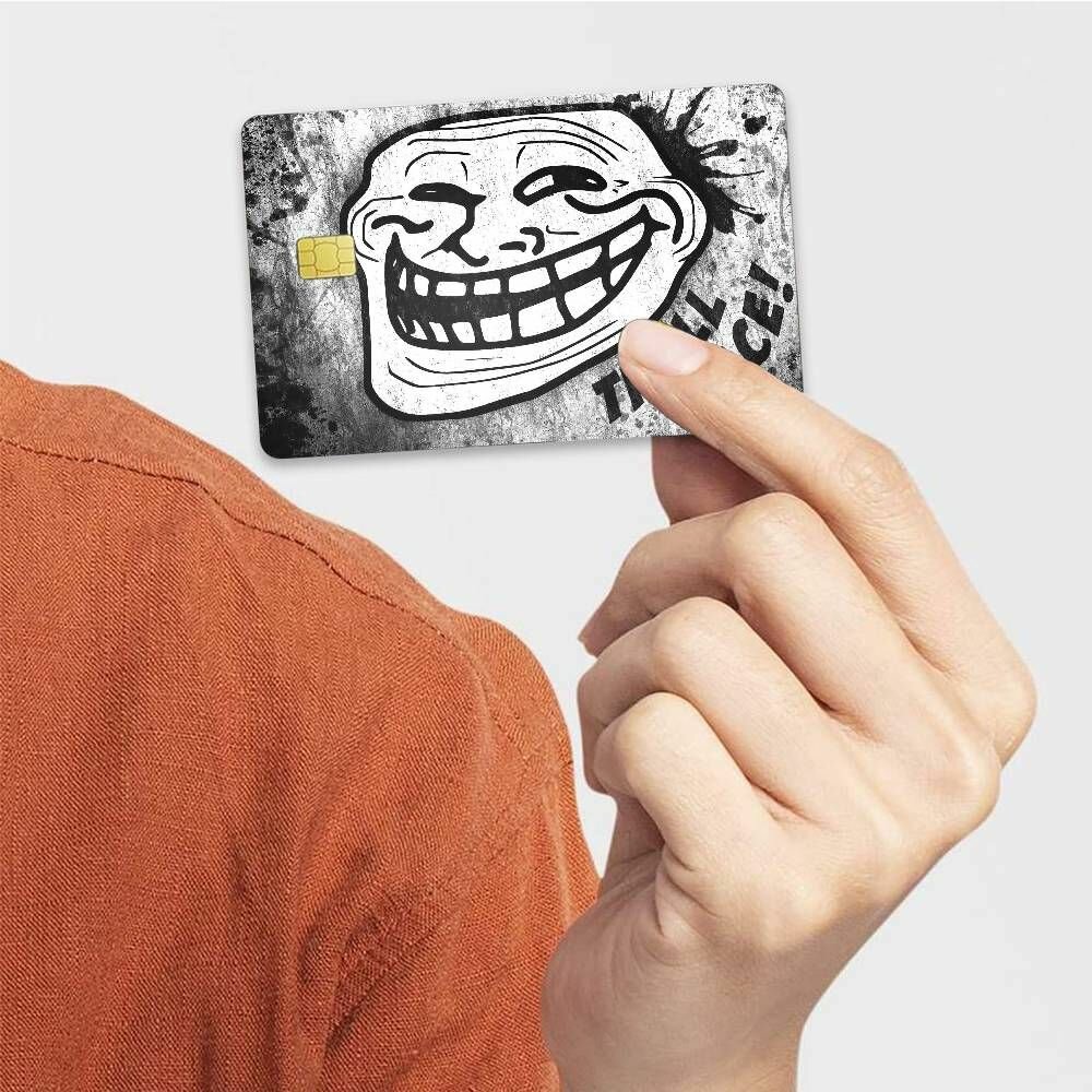 Trollface Троллфейс Наклейка для банковской карты стикер мем лицо тролля