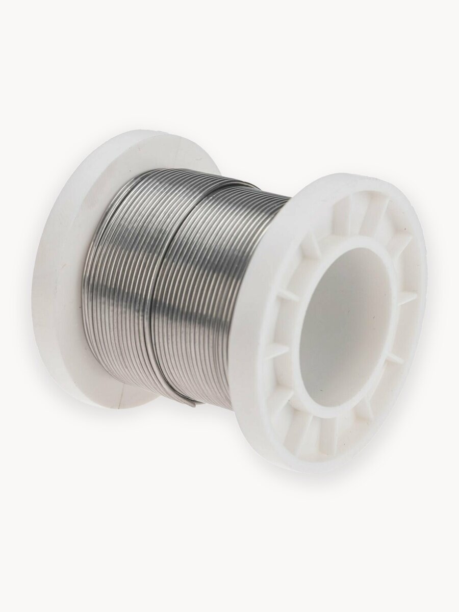 Припой для пайки с канифолью ПОС-61, 100г, 1мм, катушка для пальника и паяльной станции REXANT