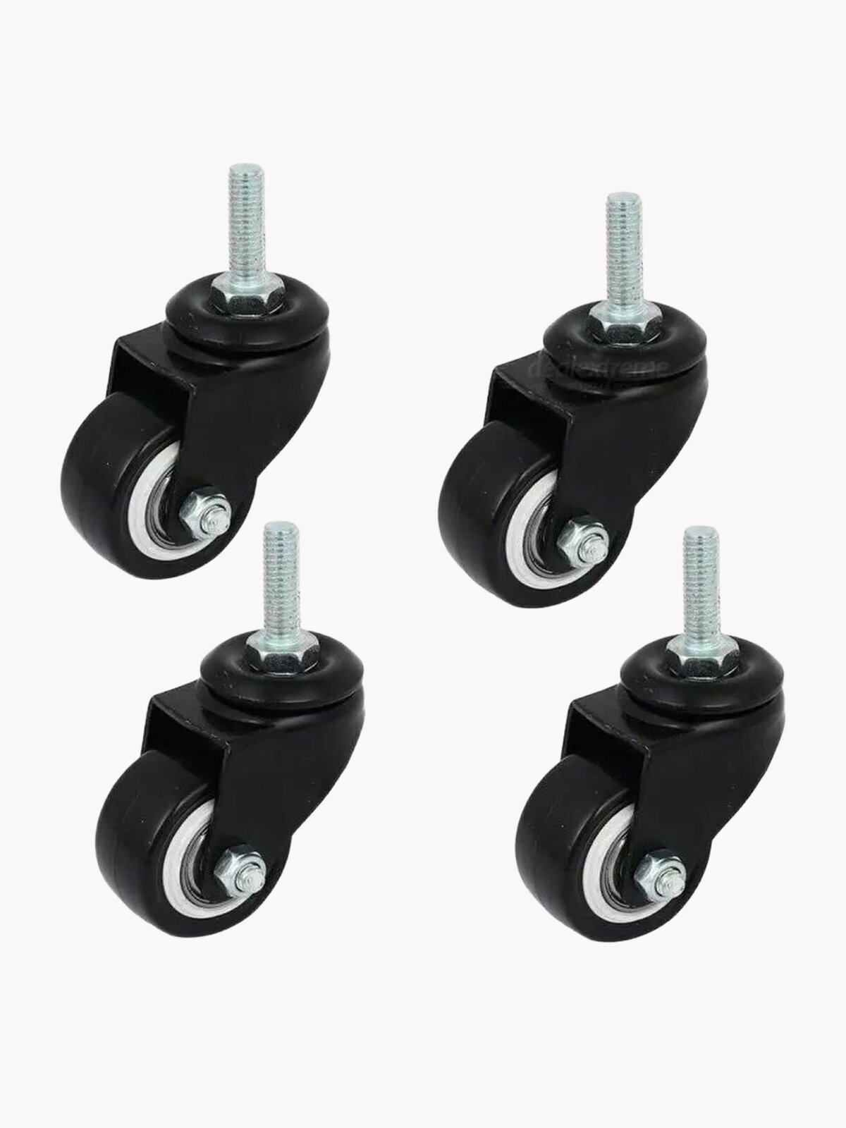 Колесо мебельное черное поворотное со штекером D38мм, набор 4 шт.