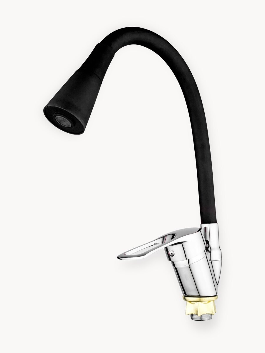 Смеситель для кухни с гибким изливом, поворотный TER42-305BL черный, с 2 режимным аэратором.