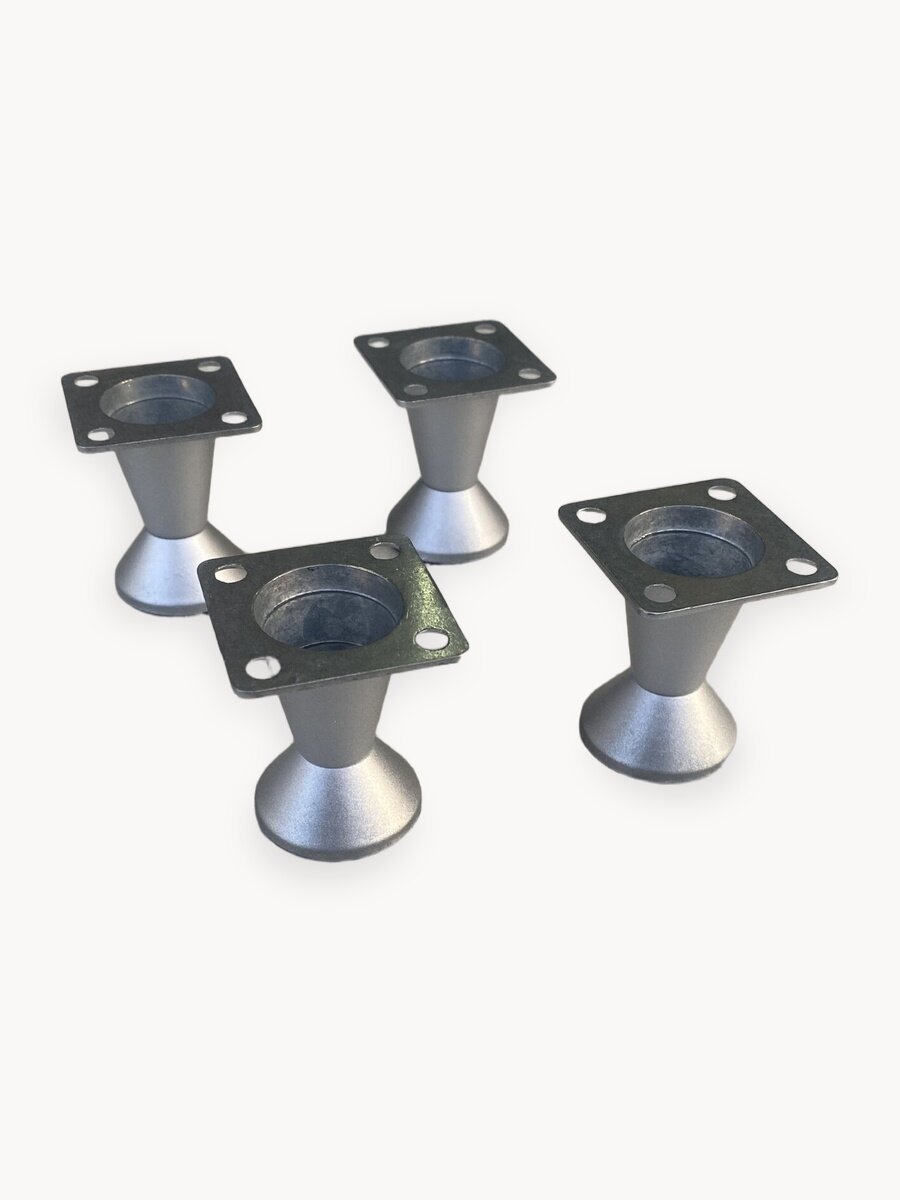 Ножки мебельные 50мм Конус (4шт) Сатин Матовый Никель, на площадке, регулируемые