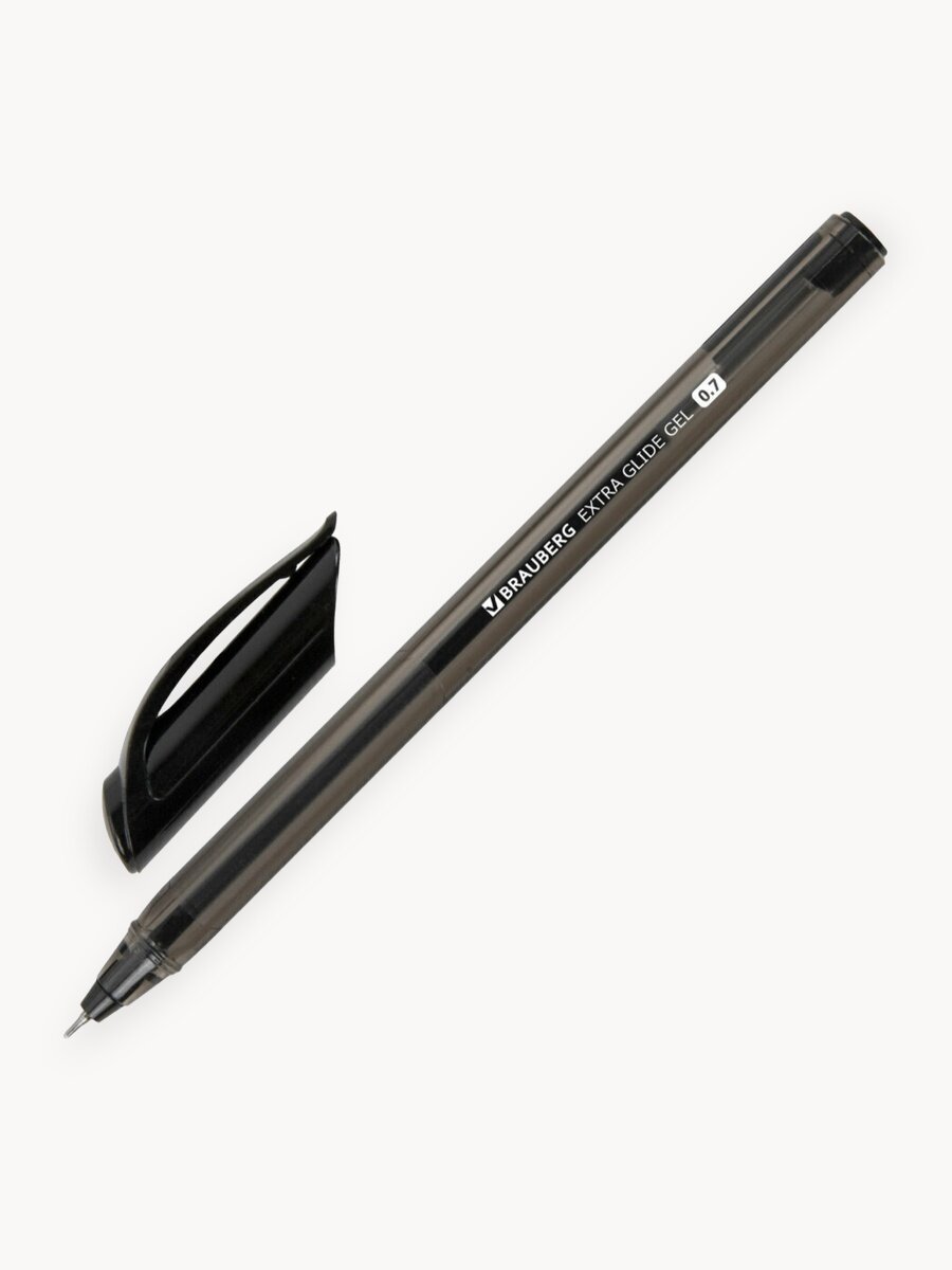 Гелевые ручки черные набор 12 штук, для ОГЭ, ЕГЭ и школы тонкие, линия письма 0,5 мм, Brauberg Extra Glide Gel, 881014