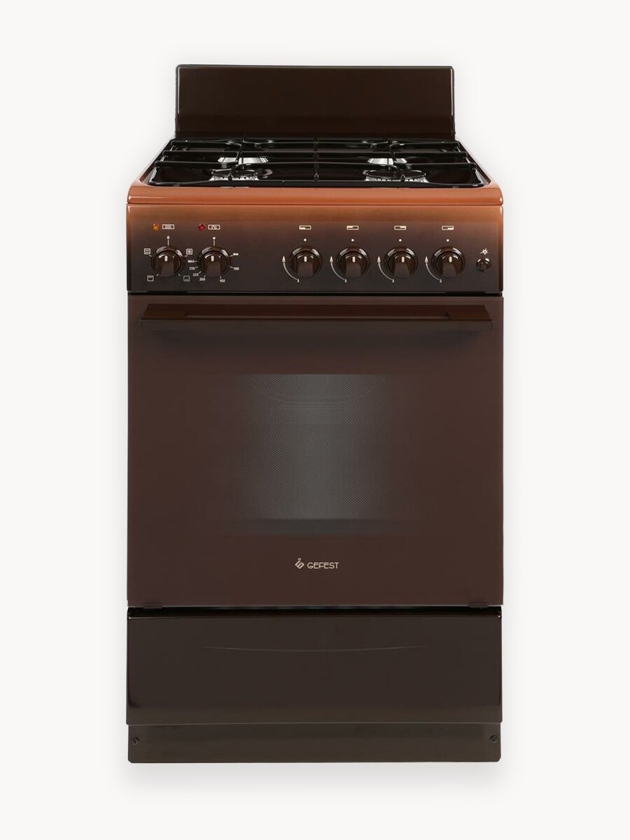 Газовая плита GEFEST ПГЭ 5102-01 0339 с электрической духовкой, объем 60 л, коричневая