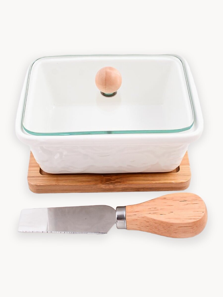 Масленка для сливочного масла (паштета) с крышкой фарфор 125х9х55 см Loraine