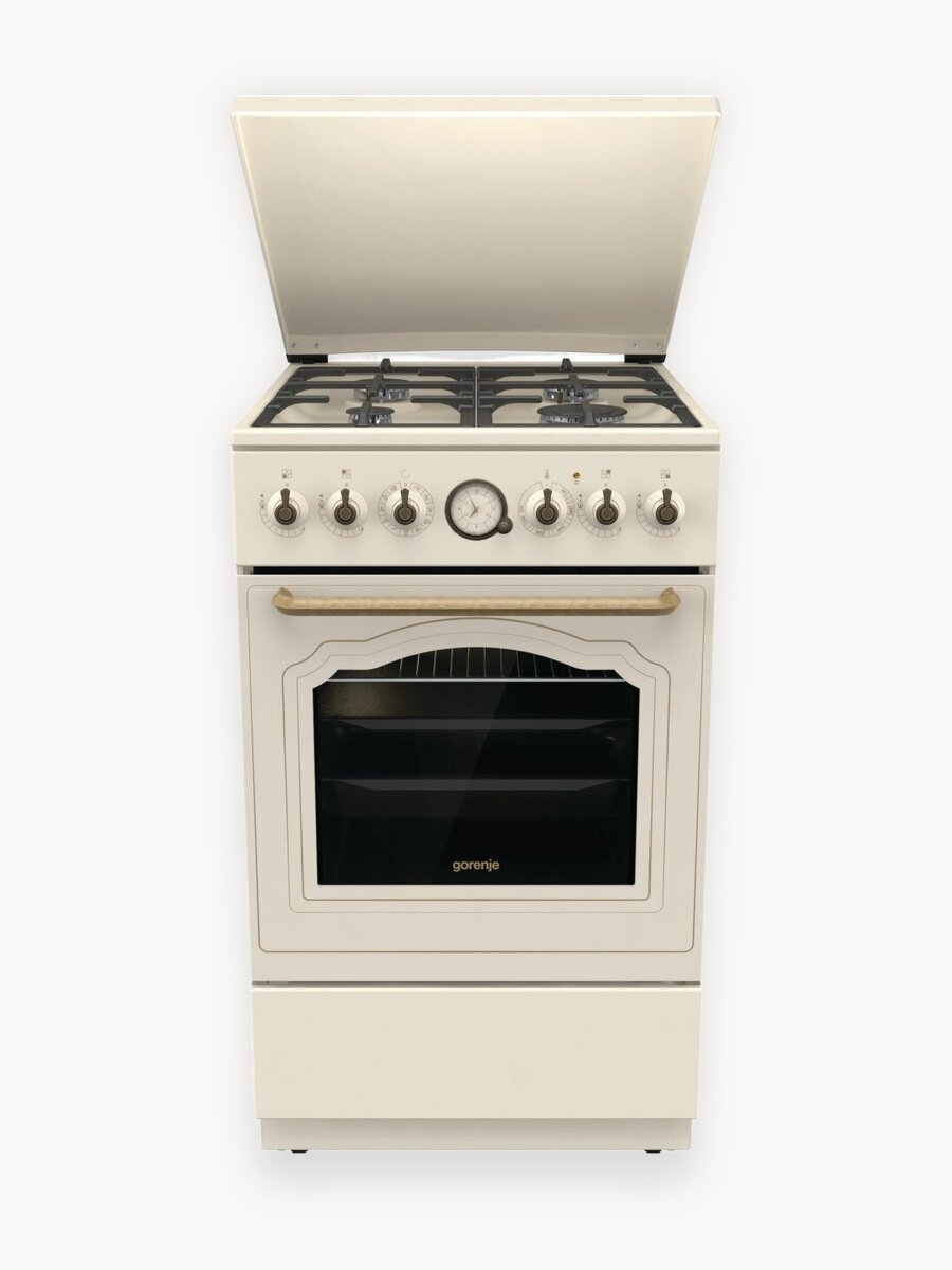 Комбинированная плита Gorenje GKS5B70CLI 50 см, 70 л, 4 конфорки, бежевый