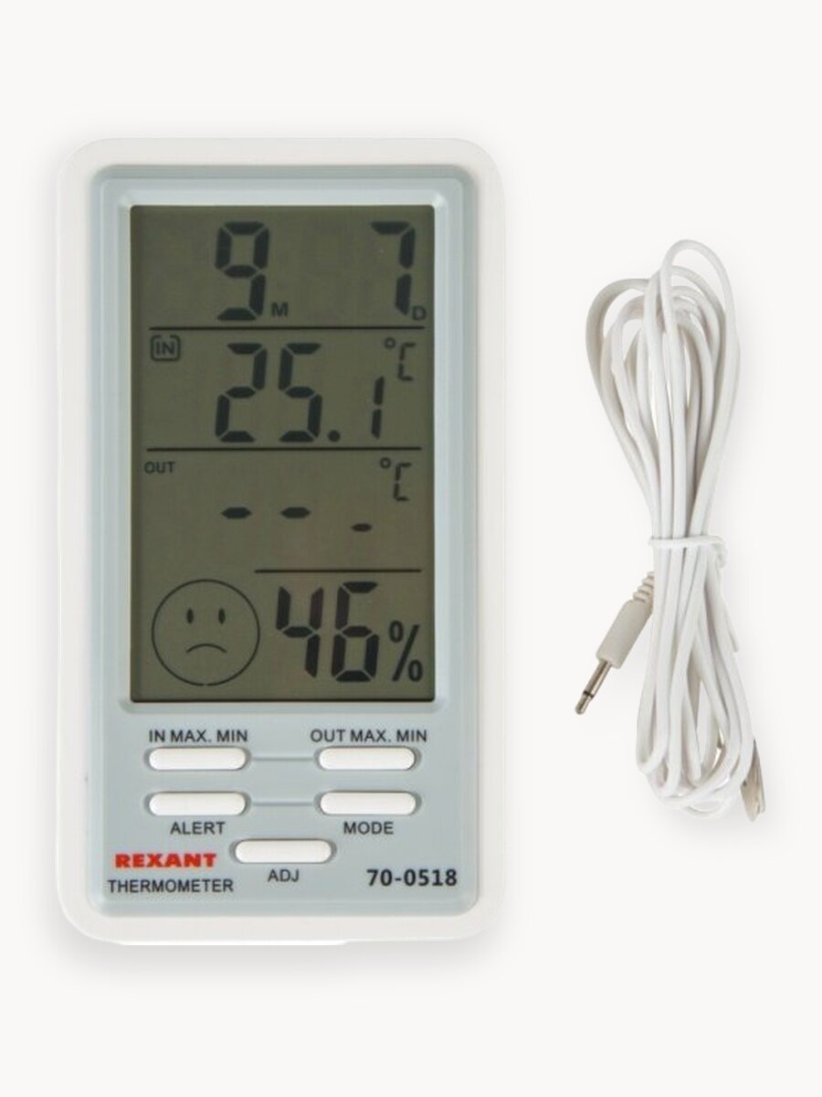 Метеостанция Rexant комнатно-уличная с часами и функцией будильника