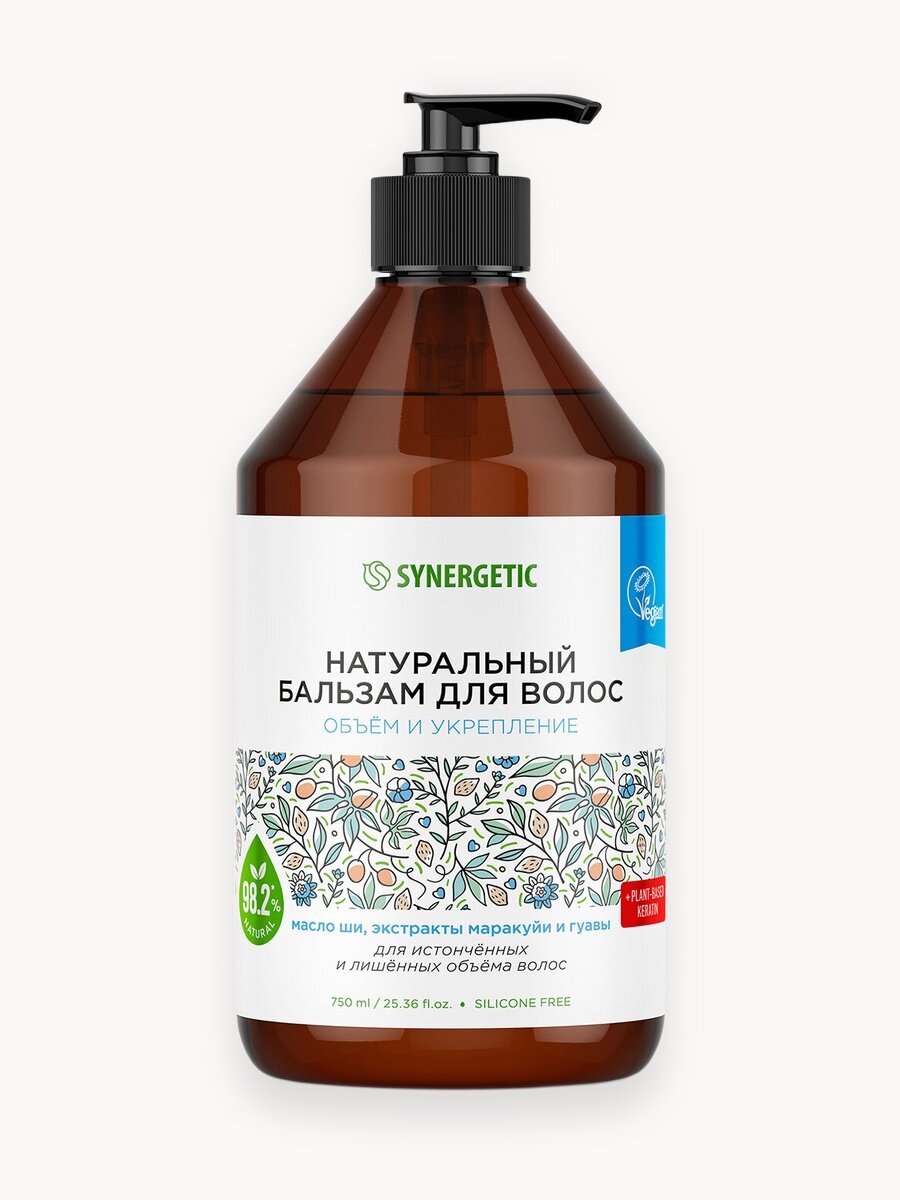 Натуральный бальзам для волос SYNERGETIC "Объём и укрепление волос", 750 мл