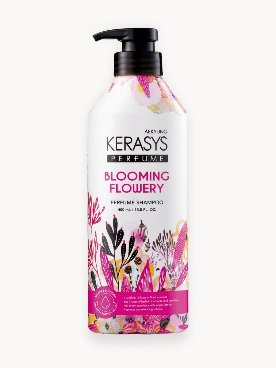 Kerasys Парфюмированный Шампунь для волос Флёр, с керамидами и ромашкой для всех типов волос 400 мл, Корея