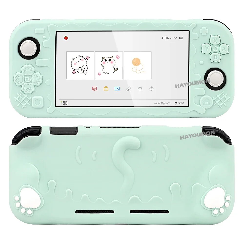 ГероАнгел Чехол Силиконовый "Кошачья лапка" для Nintendo Switch Lite Cat Green White