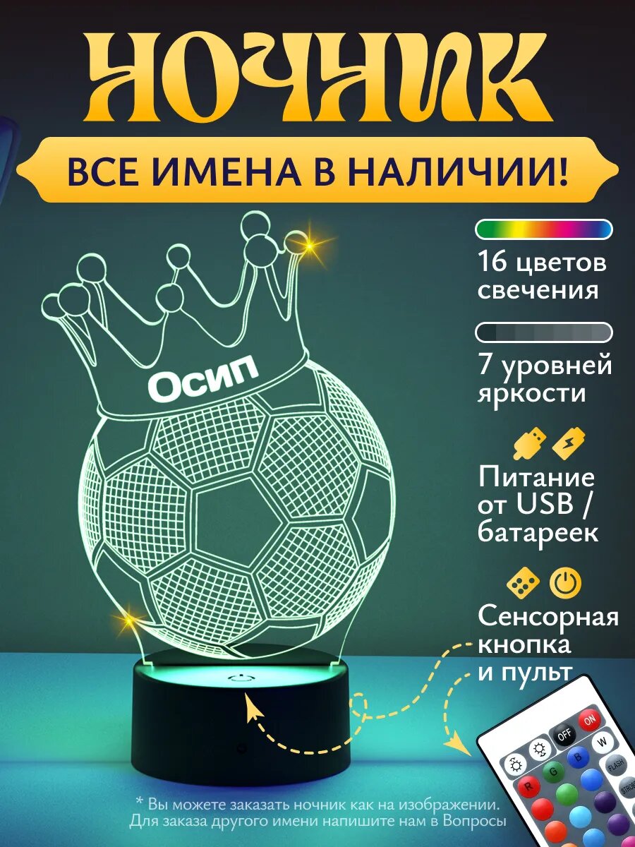 Ночник Осип - футбольный мяч с короной