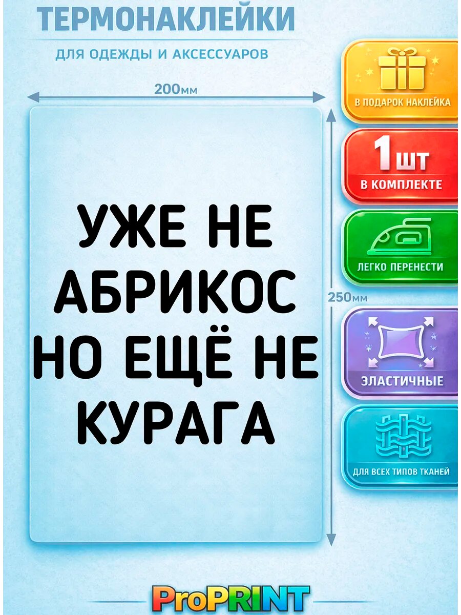 Термонаклейка на одежду надпись абрикос