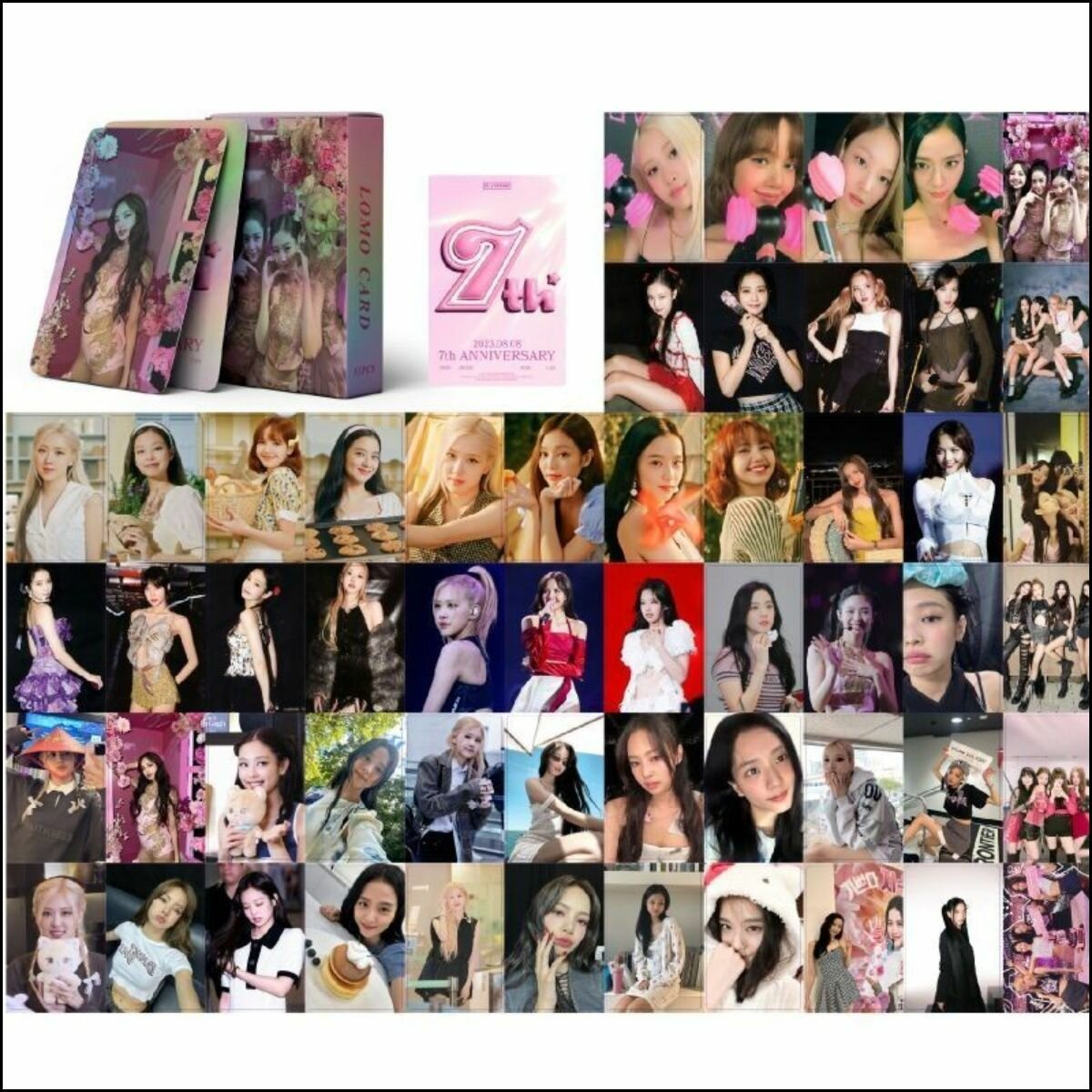 Сверкающие карточки Black Pink Блек пинк набор карт 55 штук