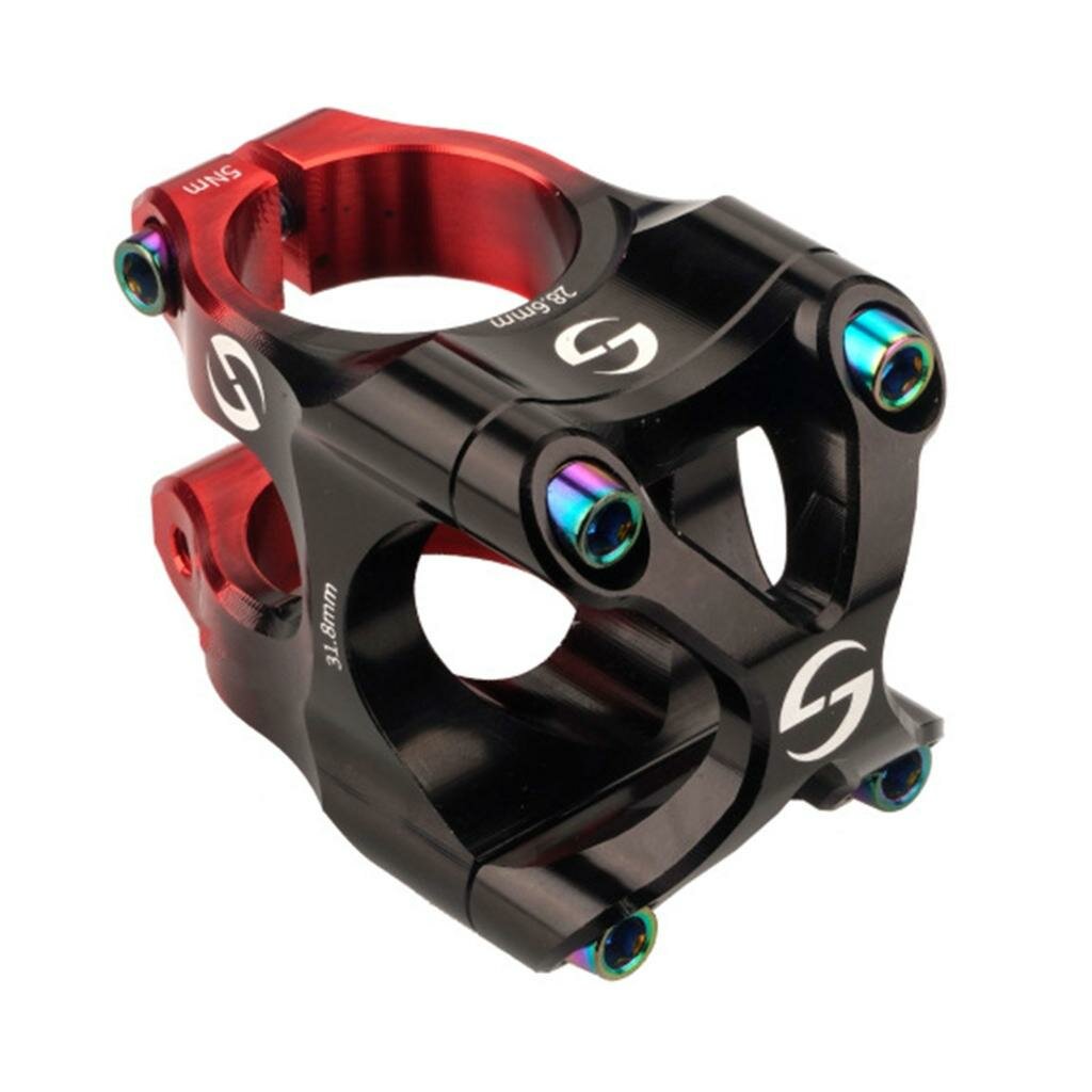 Высокопрочный короткий рулевой вынос для велосипеда, Черно-красный 31,8