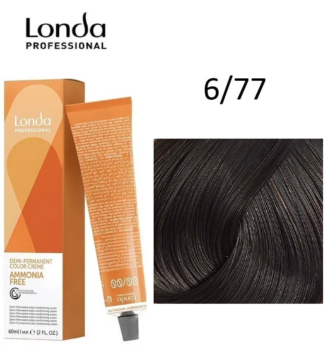 Londa Professional 6/77 LondaColor Тонирующая крем-краска без аммиака темный блонд интенсивно-коричневый, 60 мл