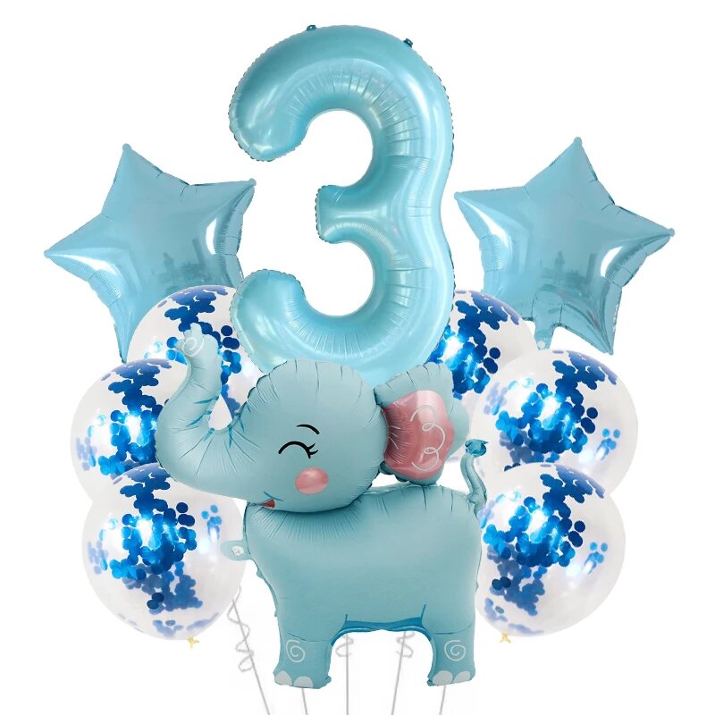 10 шт, воздушные шары с дикими животными, милые шары с изображением джунглей, товары для вечеринок в стиле зоопарка, 4D воздушные шары с номером слона, детские товары для дня рождения