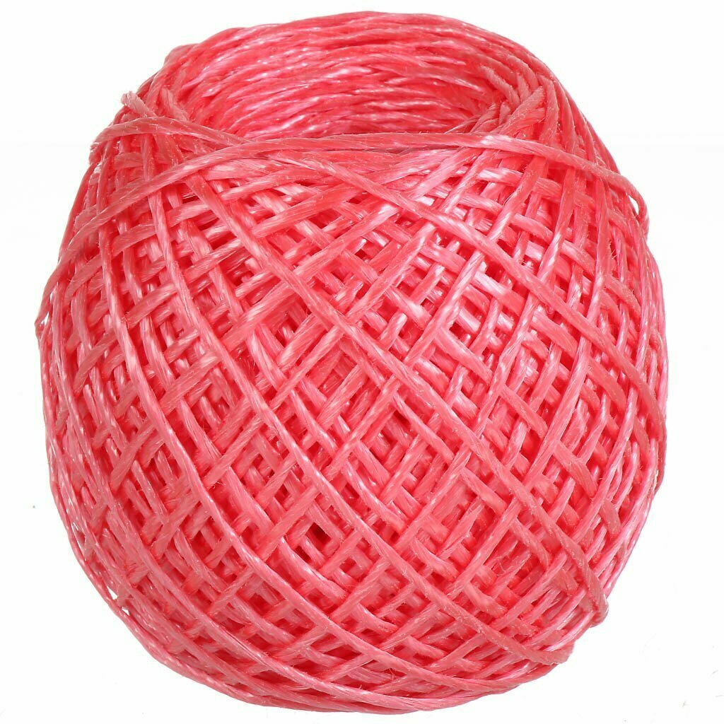 Шпагат Садовита полипропиленовый 1000 текс, красный, 100 м, хозяйственная веревка для подвязки растений и упаковки.