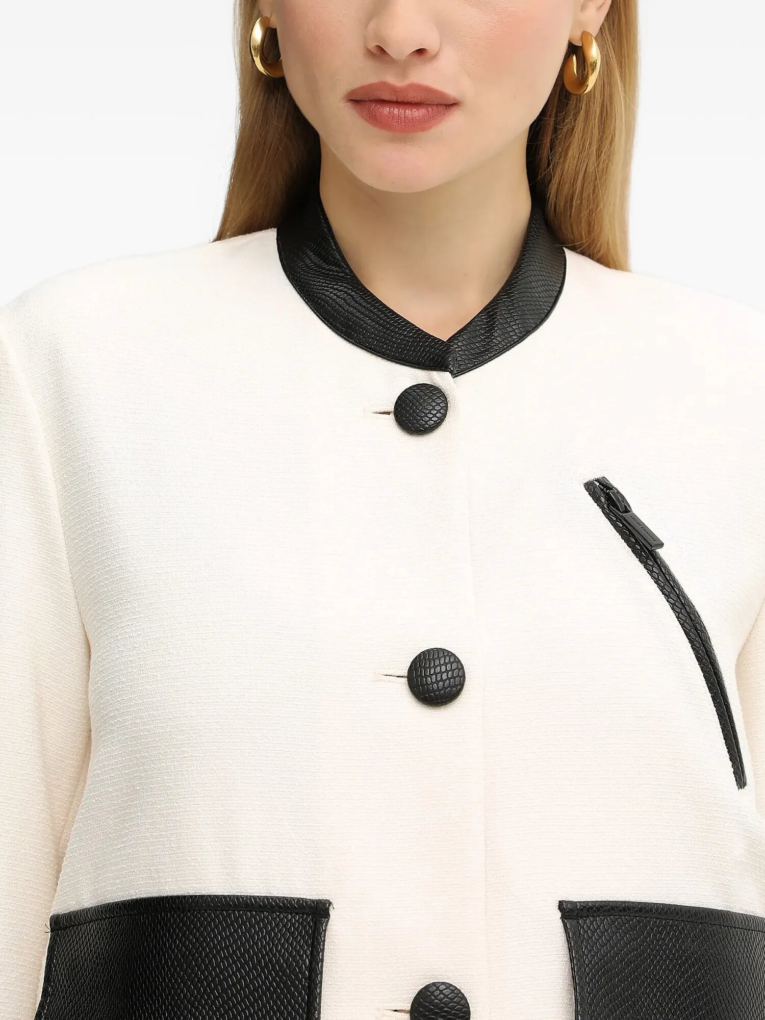 Куртка Armani Exchange Button flap-pocket fitted jacket, размер 42, бежевый/белый — фото 1
