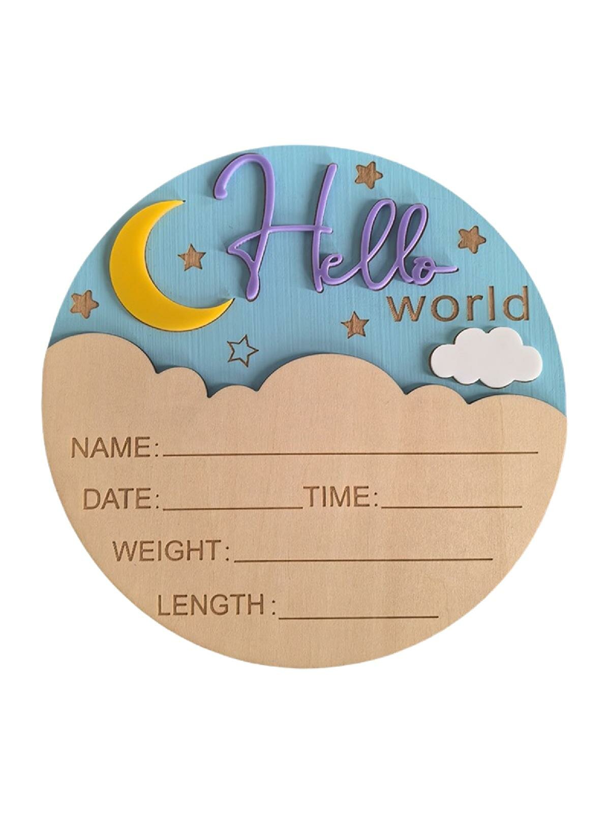 Табличка с записью о рождении круглой формы, Креативный реквизит для фотосъемки, украшение стен детской