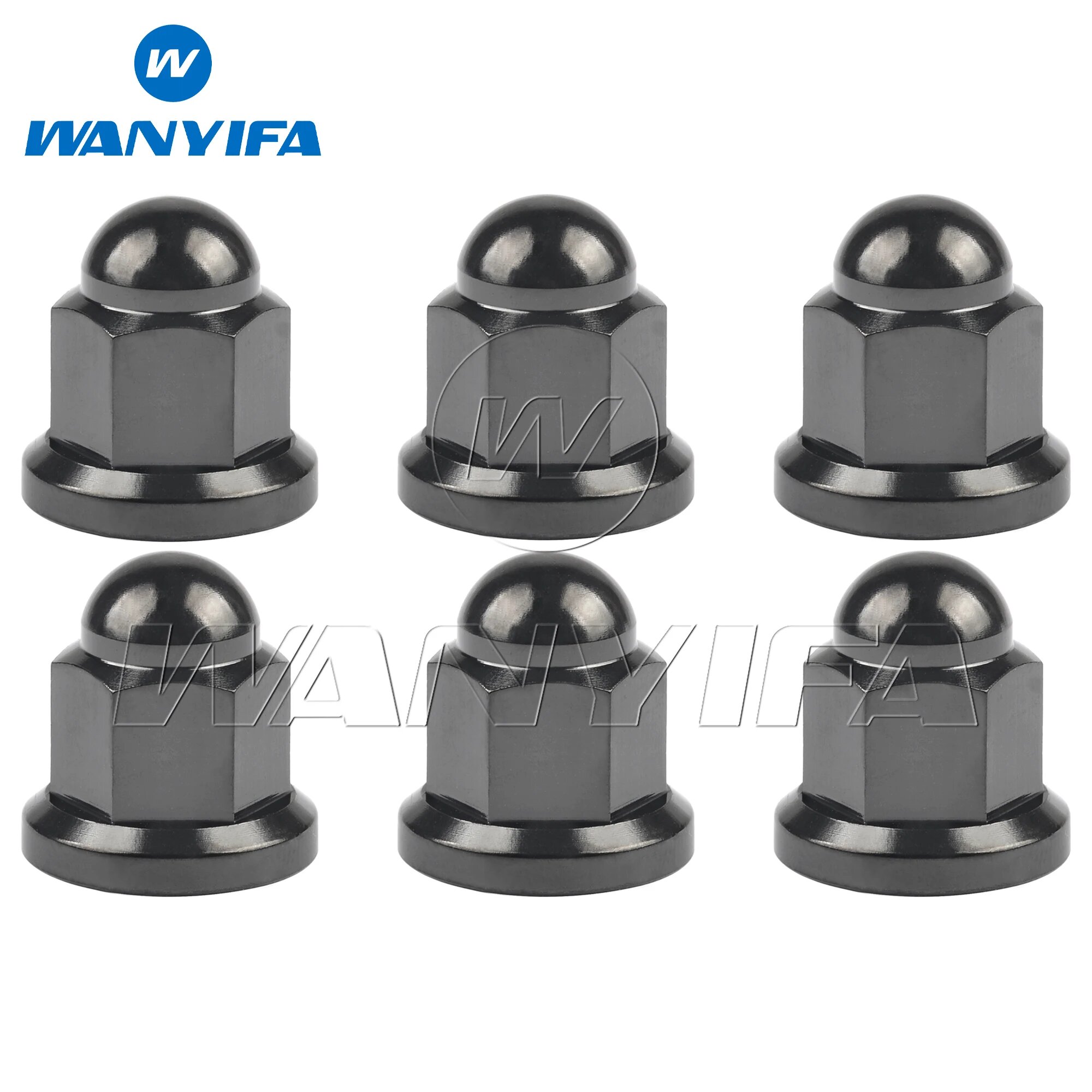 Wanyifa Титановые гайки M6/M8/M10 6 шт. M8 Pitch 1.25mm, Black