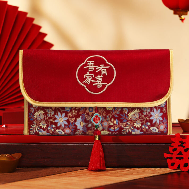 Тканевые красные конверты для свадеб, помолвок и денежных подарков, большого размера, 10 000 юаней красных конвертов для свадеб и помолвок