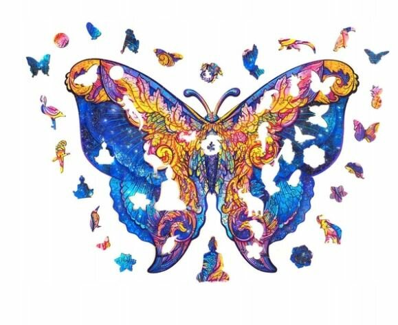 Деревянный пазл для детей и взрослых Unidragon, цветная бабочка, 199 элементов 5903672275316