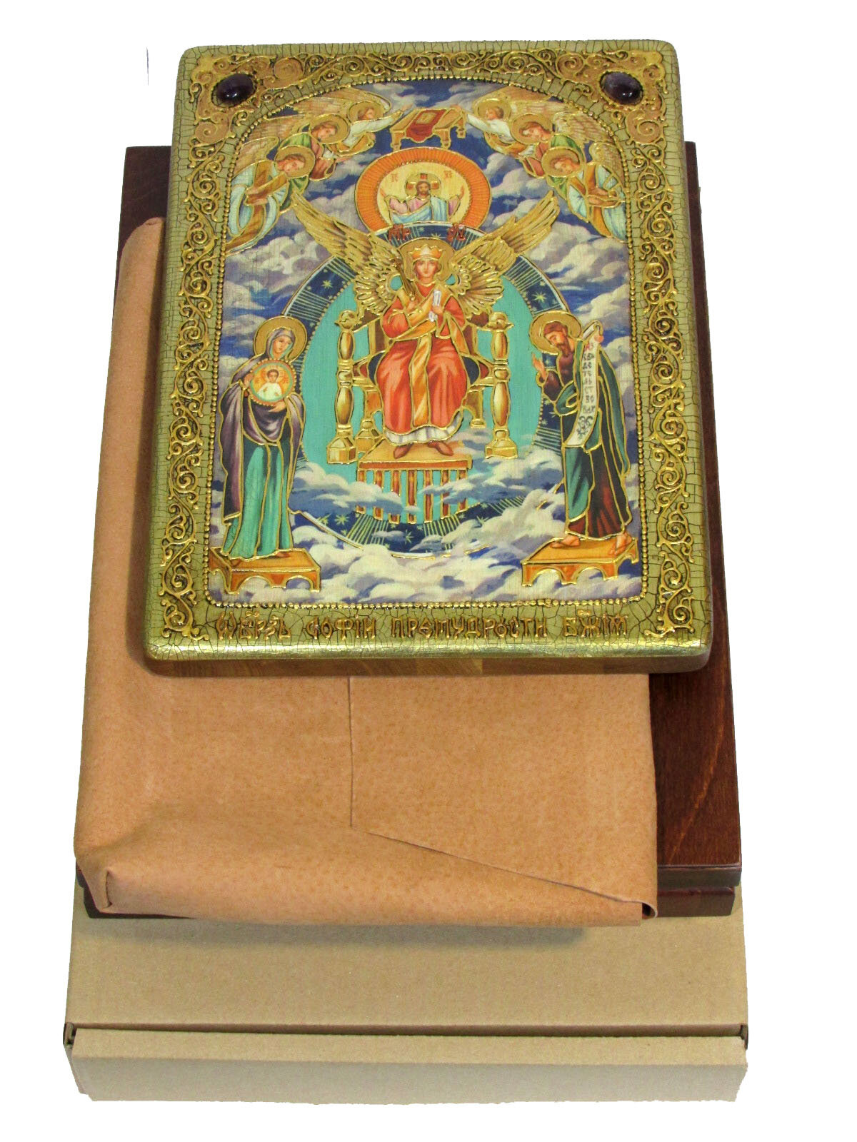 Аналойная икона София - Премудрость Божия (Новгородская) на доске из черного дуба 21х29 см