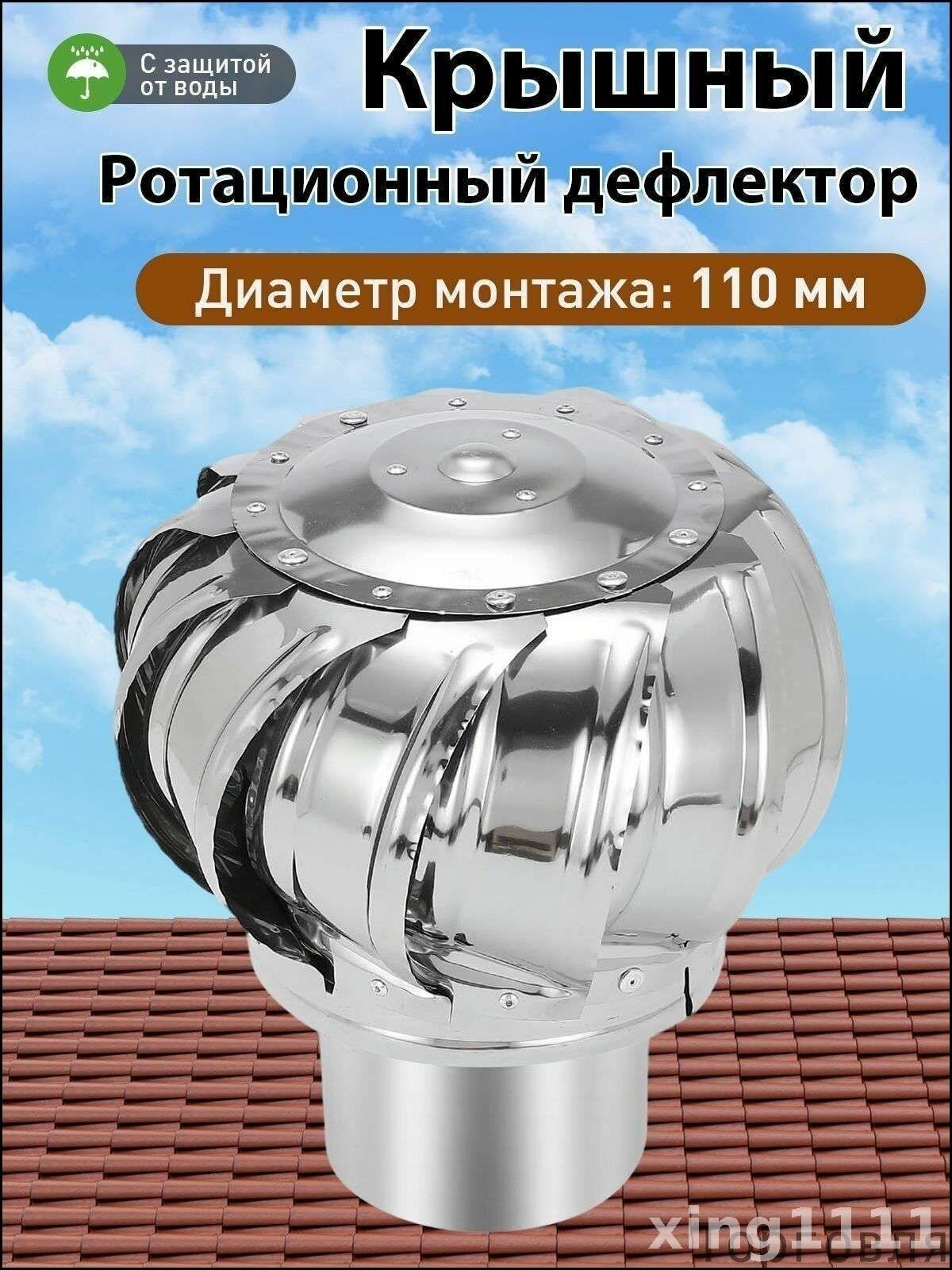 Турбированный дефлектор 110 мм, эксклюзивный для вентиляционных труб из нержавеющей стали