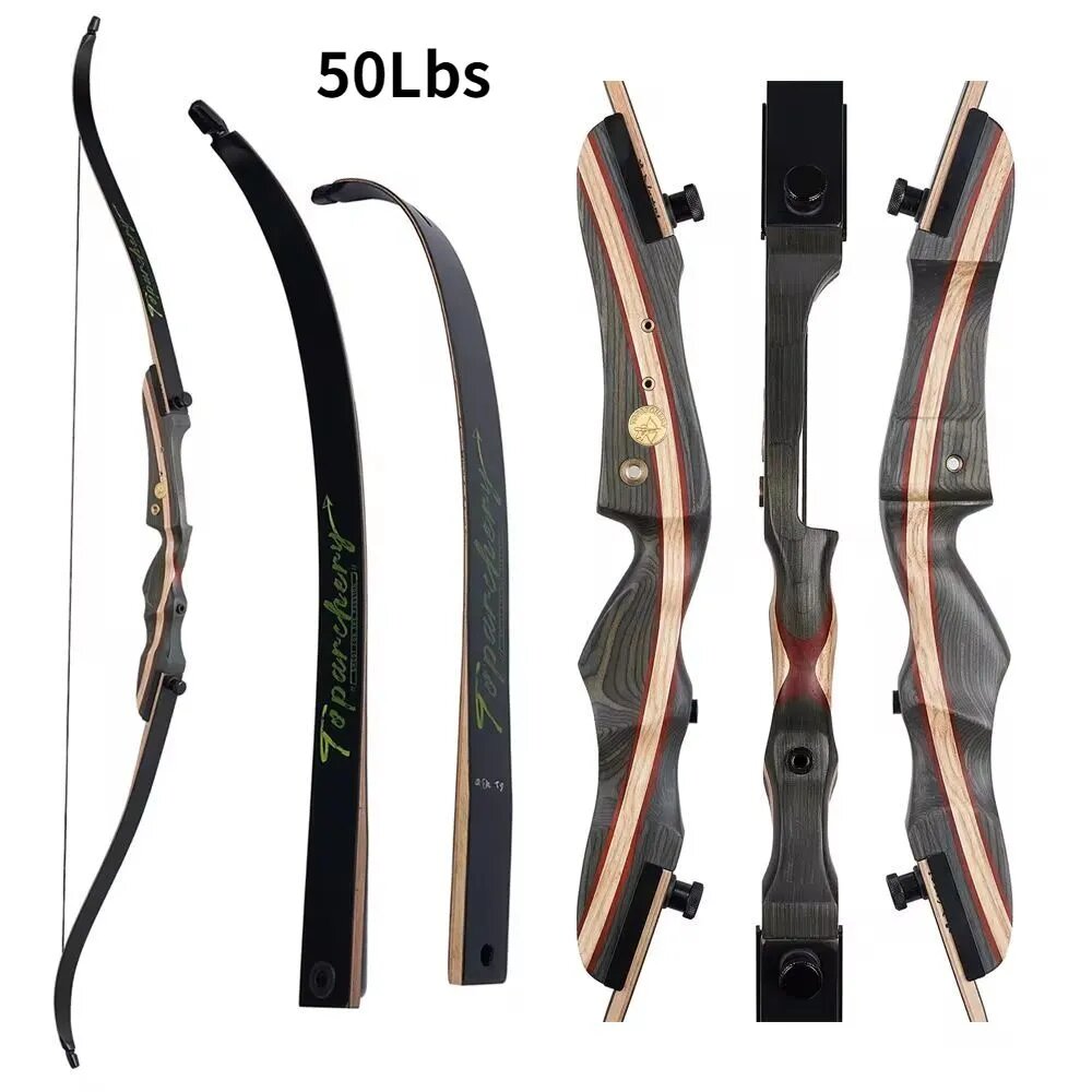 62-дюймовый рекурсивный лук, разборный охотничий лук, 50 фунтов, правый лук, деревянная рука