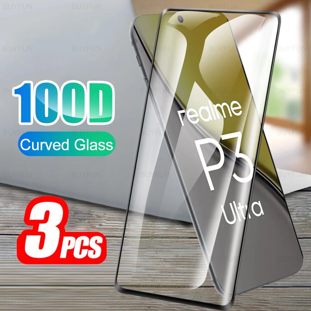 3D Стекло для Realme P3 Ultra, комплект 3 шт.