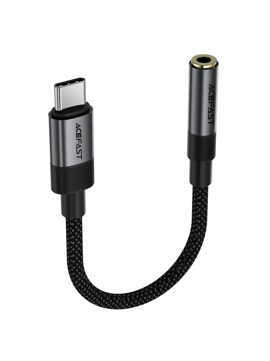 Аудио-переходник ACEFAST J12 Type-C to 3.5 Jack AUX, черный / кабель аудио-конвертер для наушников смартфона или ПК