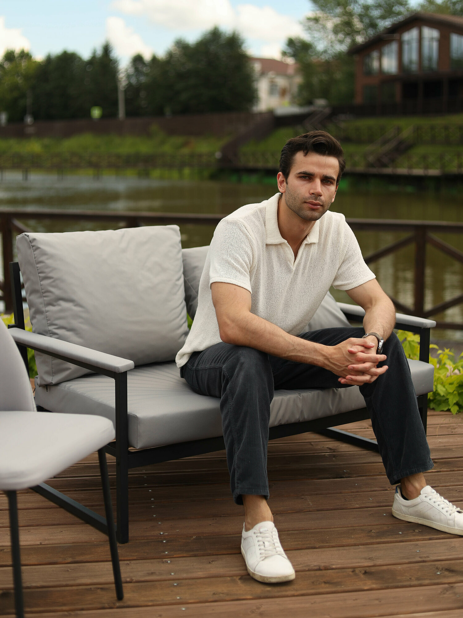 Диван дачный садовый Anri / Oxford / Серый