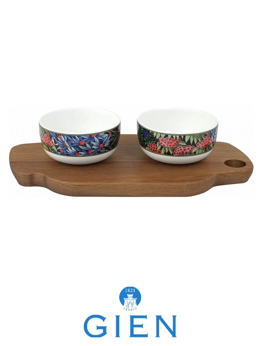 Набор салатников на деревянной подставке Gien Le Jardin Du Palais, 2 шт