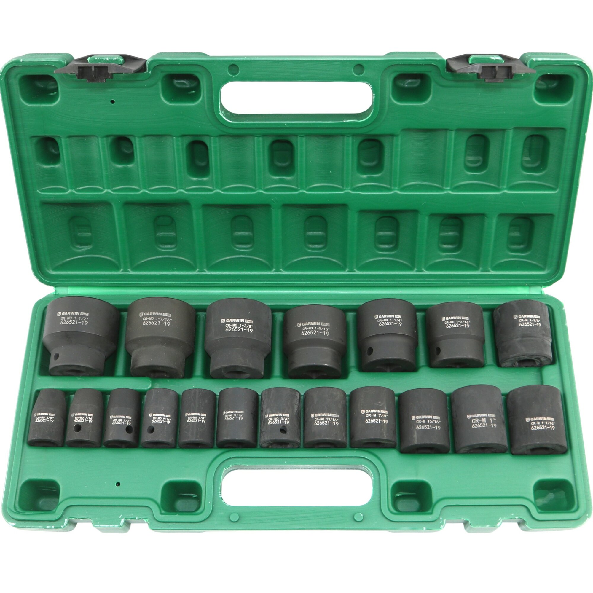 GARWIN PRO 626521-19 Набор ударных головок дюймовых 1/2", 38 мм, 19 пр, 3/8" - 1-1/2"