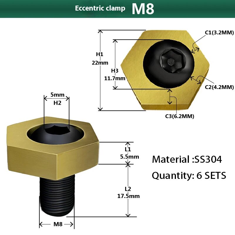 6 шт. эксцентриковых зажимов из нержавеющей стали M4-M16 M8 6SETS