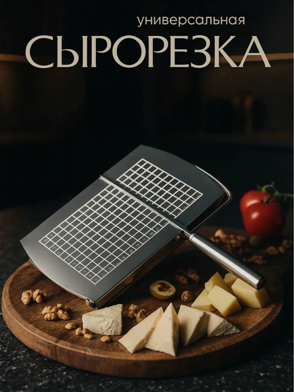 Слайсер сырорезка для сыра с разделочной доской из нержавеющей стали