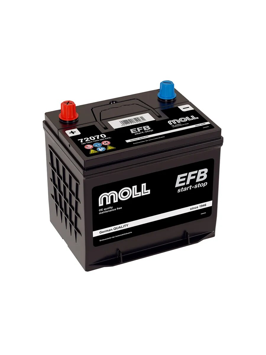 Аккумулятор MOLL EFB Q85 D23L 70Ач 700А 232x172x220 обр. пол.