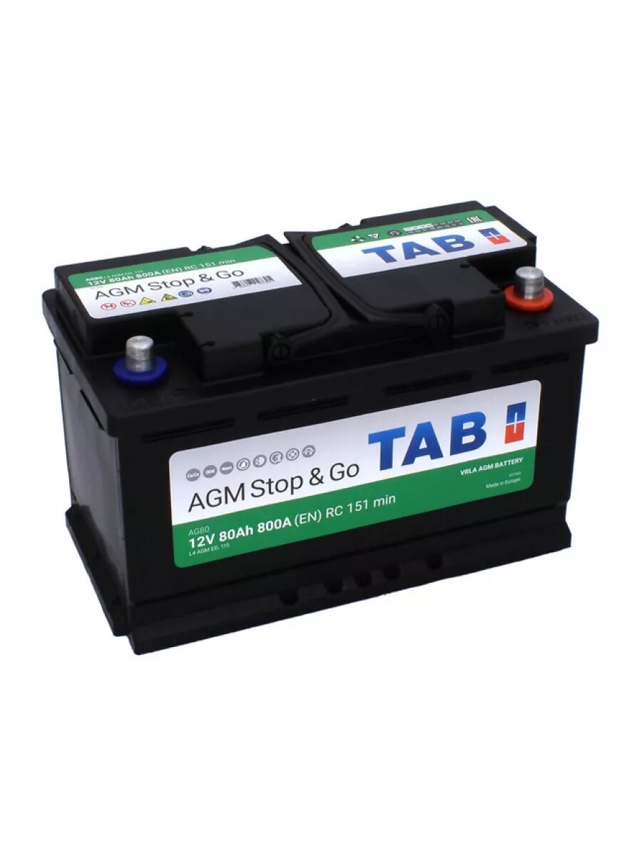 Аккумулятор TAB AGM 80R 12V 80Ач 800А 315x175x190 обр. пол.
