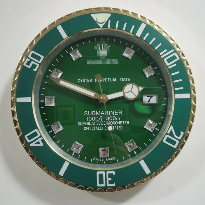 14inch Настенные часы Rolex Submariner с металлическим корпусом и увеличительным стеклом GMT, подходящие для залов в