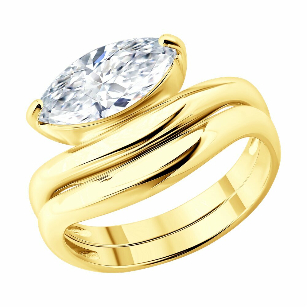 Кольцо, серебро, 925 проба, фианит