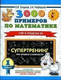 3000 примеров по математике. Супертренинг. Три уровня сложности. Счёт в пределах 20 : 1-й класс