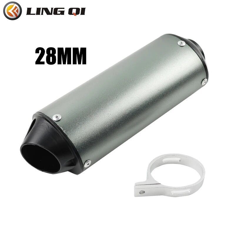LING QI 28 мм 32 мм 38 мм мотоциклетный глушитель Escape Moto Tailpipe для 110 125 150CC Dirt Pit Bike ATV KAWASAKI Green28
