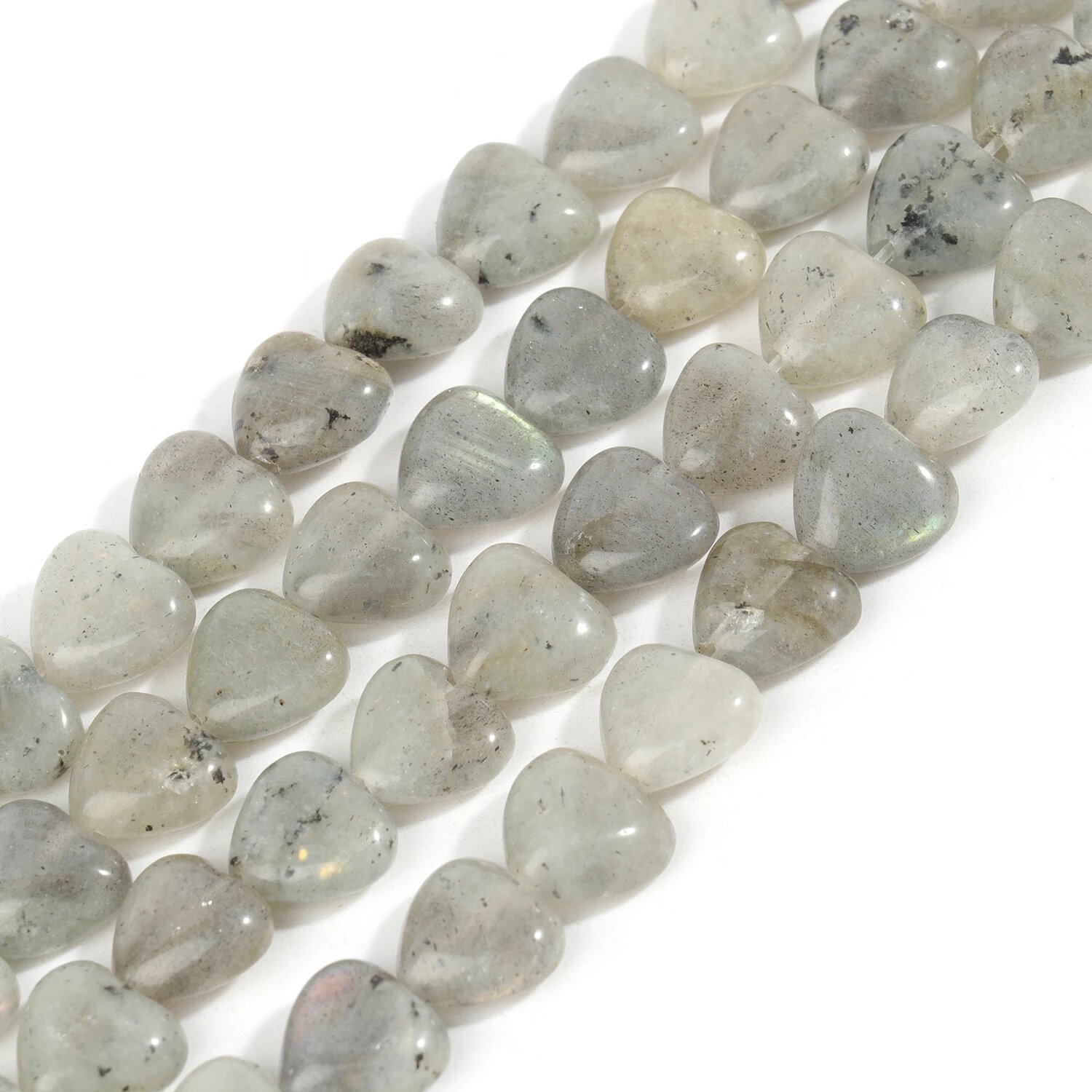 Бусины AOHAYOOMQ сердце 11 мм натуральный камень 29 видов grey labradorite