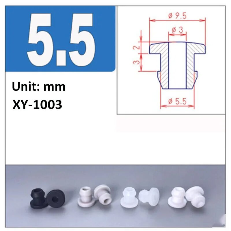 Черная силиконовая втулка для проводов 4,5-50,6 мм 1Pc(Black), A-5.5mm(E 3mm)