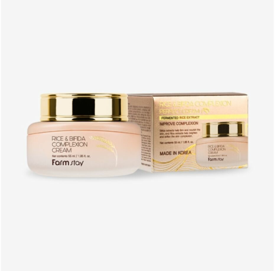FarmStay Восстанавливающий крем для лица с бифидобактериями, Rice & Bifida Complexion Perfect Cream