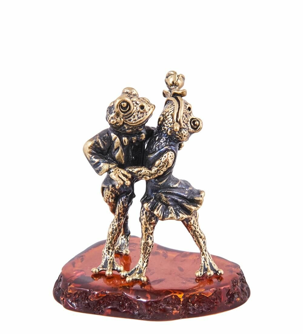 Фигурка Лягушки танец Танго (латунь, янтарь) A2184373 Народные промыслы, бронзовый