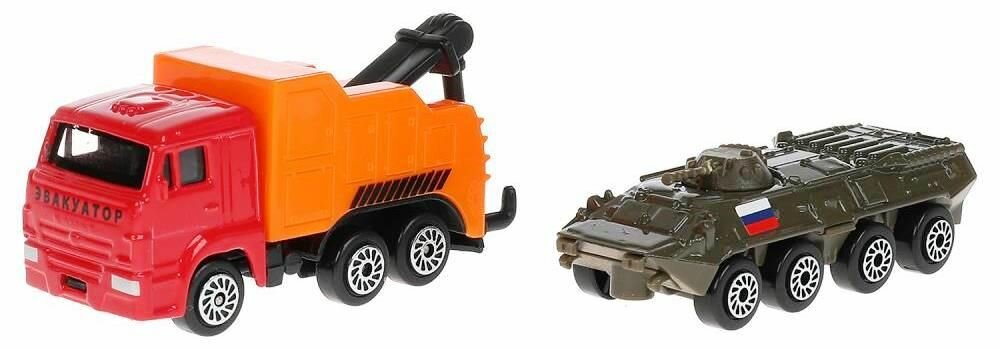 Машинка игрушечная металл KAMAZ эвакуатор, 7,5 см+броневик 7,5 см,